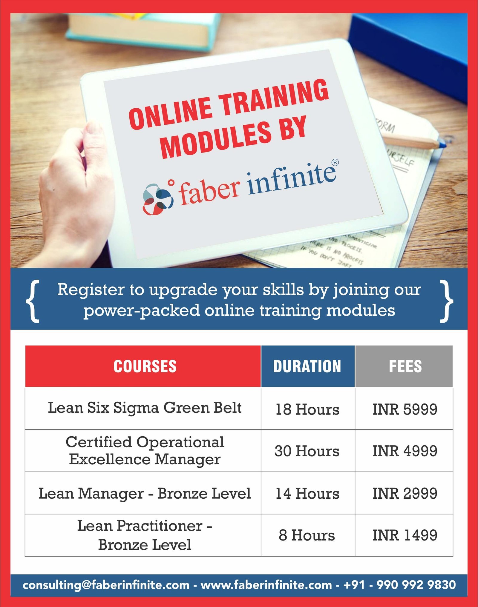 Announcing Top 3 Online Training Modules | Faber Infinite